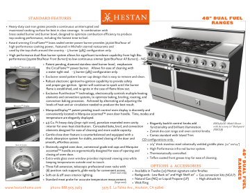 Hestan KRD485GDNG 48 Inch Freestanding Dual Fuel Range Spec Sheet ...