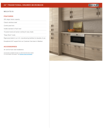 Wolf MD24TES 24 Inch Microwave Drawer Spec Sheet | Manualzz