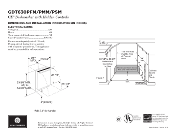 GE GDT630PSMSS Dishwasher Specification Sheet | Manualzz