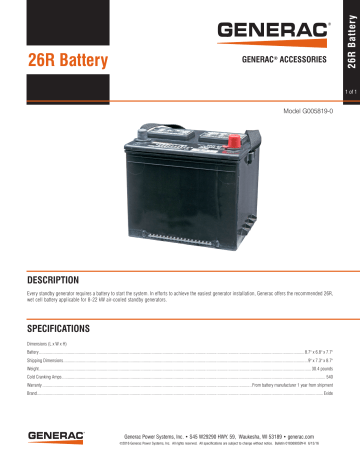 Generac 5819 Generator Specifications | Manualzz