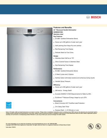Bosch SHEM3AY55N Dishwasher Specification | Manualzz