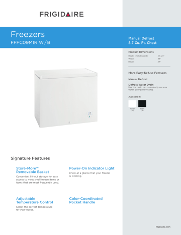 Frigidaire FFFC09M1RW Freezer Specification | Manualzz
