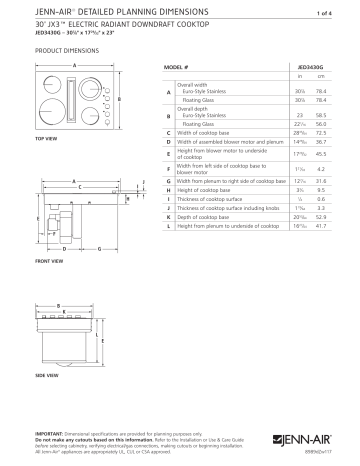 Jenn-Air JED3430GS Cooktop Specification | Manualzz
