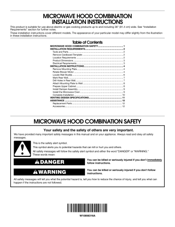 Jenn-Air JMV8208CS Microwave Installation Guide | Manualzz