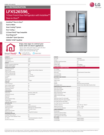 LG LFXS26596S Refrigerator Specification | Manualzz