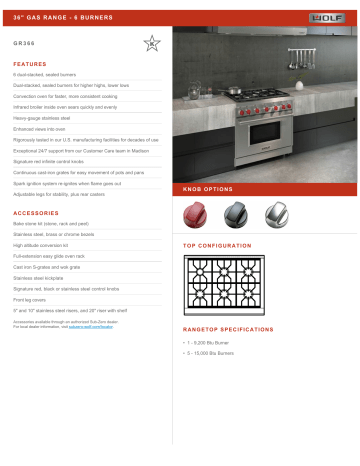 Wolf GR366 Range Specification | Manualzz