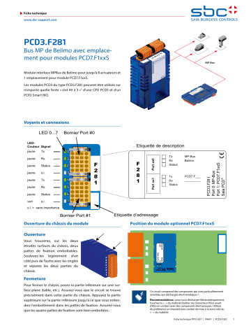 SBC PCD3.F281 Belimo MP-Bus module Fiche technique | Manualzz