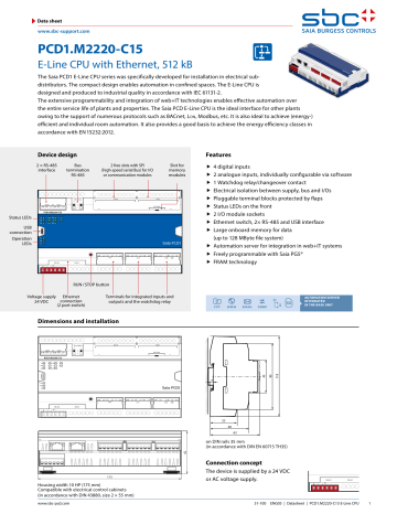 SBC PCD1.M2220-C15: E-Line CPU Datasheet | Manualzz