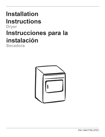 Frigidaire GLEQ2152ES1 Dryer installation Guide | Manualzz