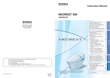 Toto NEOREST 600 MS990CGR Instruction Manual | Manualzz