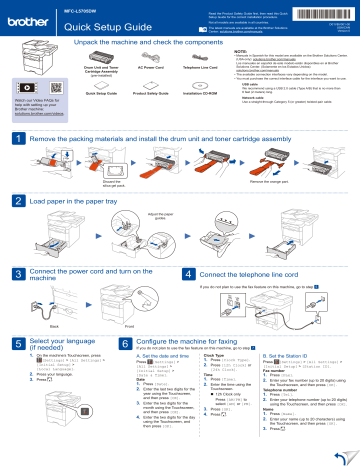 Brother MFC-L5705DW Quick Setup Guide | Manualzz