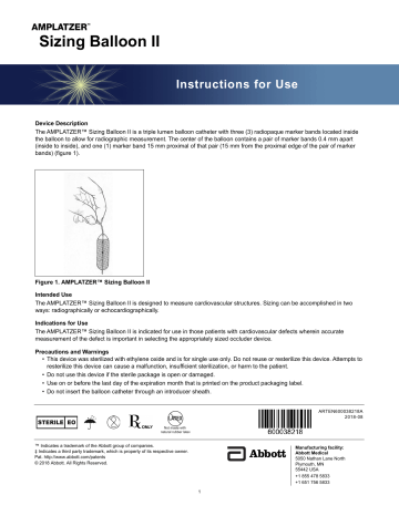 Abbott AMPLATZER Sizing Balloon II Series Instructions For Use Manual ...