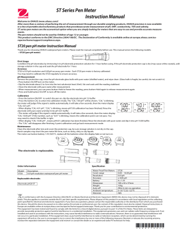 Ohaus ST20 Starter Pen Meters Manual | Manualzz