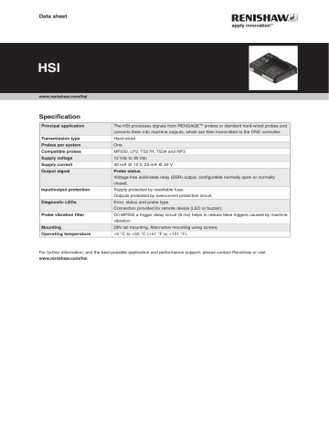 Renishaw HSI high speed interface Data sheets | Manualzz