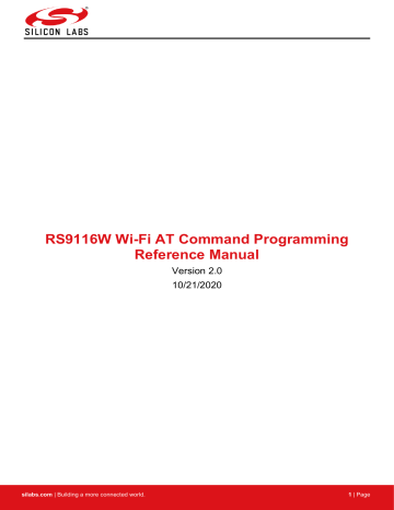 Appendix C: Sample AT Command Sequences. Silicon Labs RS9116W Wi-Fi AT Command Programming ...