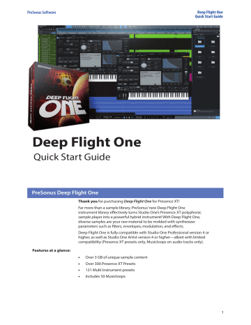 PreSonus Deep Flight One Quick Start Guide | Manualzz