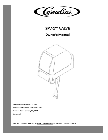 Cornelius SFV-1 Valve Owner’s Manual Owner’s Manual | Manualzz