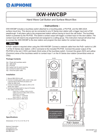 Aiphone IXW-HWCBP Instruction manual | Manualzz