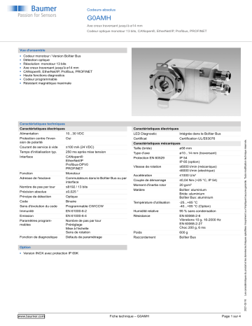 Baumer G0AMH Absolute encoder Fiche technique | Manualzz
