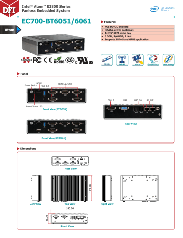 Dfi EC700-BT6051/6061 Datasheet | Manualzz