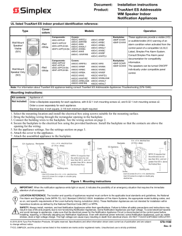 Simplex TrueAlert ES Installation Instructions | Manualzz