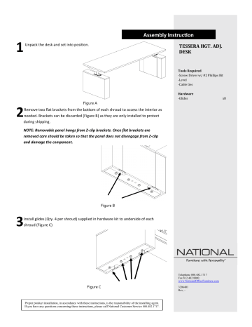 National TESSERA HGT. ADJ. DESK Assembly Instruction | Manualzz