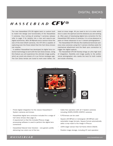 Hasselblad CFV 39 Owner Manual | Manualzz