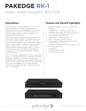 Control4 Pakedge RK-1 Data Sheet | Manualzz