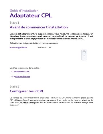 Proximus Adaptateur CPL Mode d'emploi | Manualzz