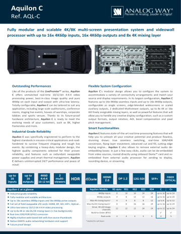 Analog Way Aquilon C Datasheet | Manualzz