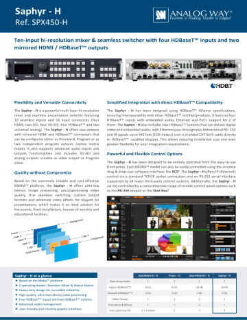 Analog Way Saphyr-H Datasheet | Manualzz
