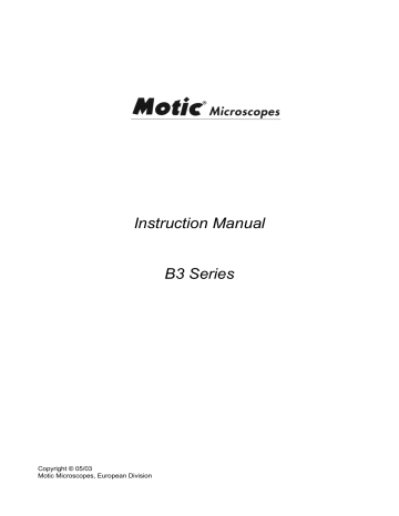 Motic B3 Series Instruction manual | Manualzz