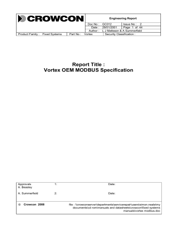 Crowcon Vortex FP Control Panel Manual | Manualzz