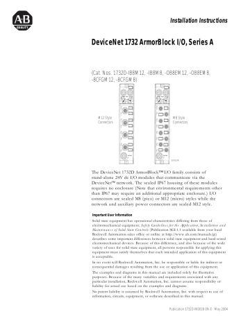 Allen-Bradley ArmorBlock 1732D-IB8M8 Installation Instructions Manual ...