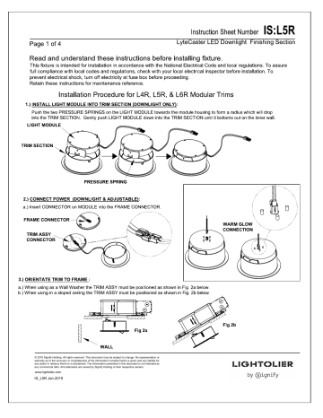 Lightolier LyteCaster LED Downlight Install instructions | Manualzz