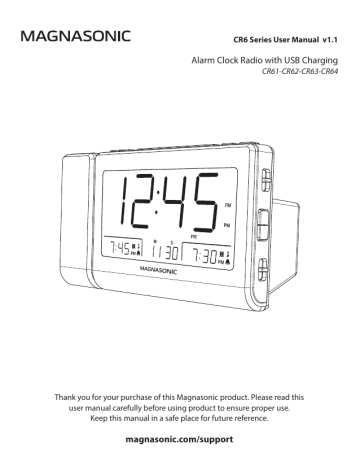 MAGNASONIC CR63 Alarm Clock Radio User Manual | Manualzz