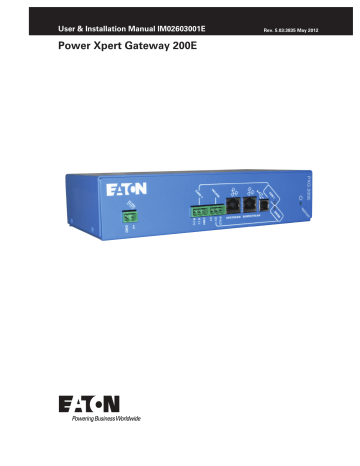 Eaton Power Xpert Gateway 200E User & Installation Manual | Manualzz