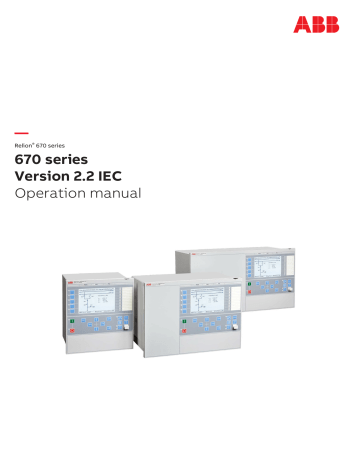 ABB Relion 670 series, Relion SAM600-IO Operation Manual | Manualzz