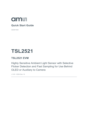 AMS TSL2521 Eval Kit Quick Start Guide | Manualzz