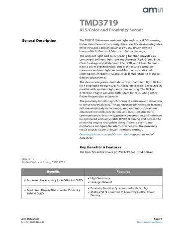 AMS TMD3719 Light Sensor Datasheet | Manualzz