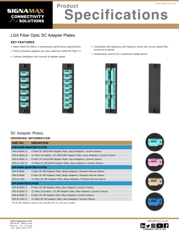 Signamax Fiber Optic Adapter Plates Specification | Manualzz