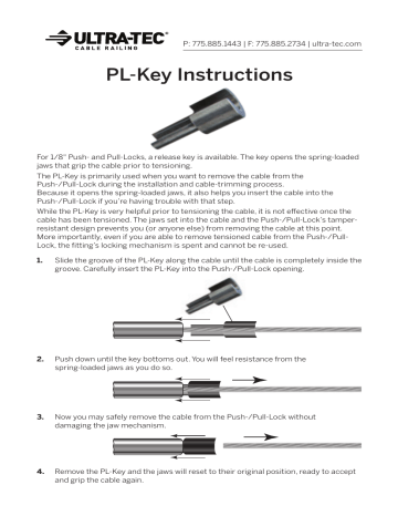 Ultra-tec Cable Release Key Installation Guide | Manualzz