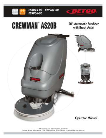 Betco Crewman AS20B Automatic Scrubber Owner's Manual | Manualzz