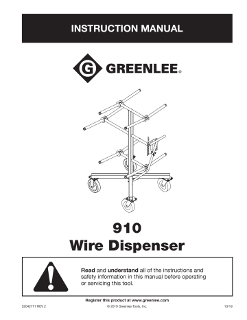 Greenlee 910 Wire Dispenser Manual Operator's Manual | Manualzz