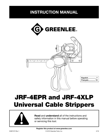 Greenlee JRF-4 Universal Cable Stripper Manual Operator's Manual | Manualzz