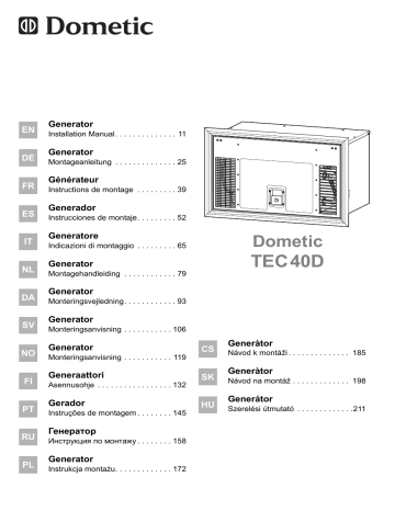 Dometic TEC 40D Operation, TEC40D Autostart Installation manual | Manualzz