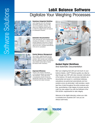 Mettler Toledo LabX Balance Software Datasheet | Manualzz
