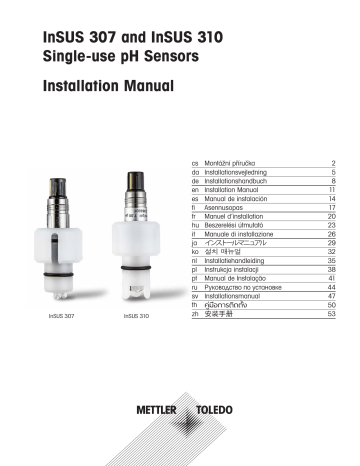 Mettler Toledo InSUS 307 and InSUS 310 Single-use pH Sensors Mode d ...