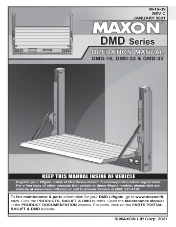 Maxon DMD RAILIFT™ Operation Manual | Manualzz