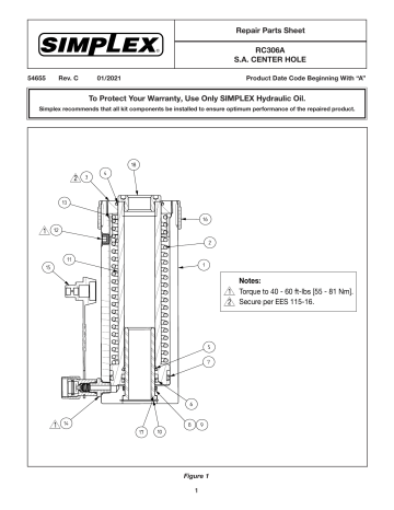 Simplex RC306A - 54655_c Repair Part Sheet | Manualzz